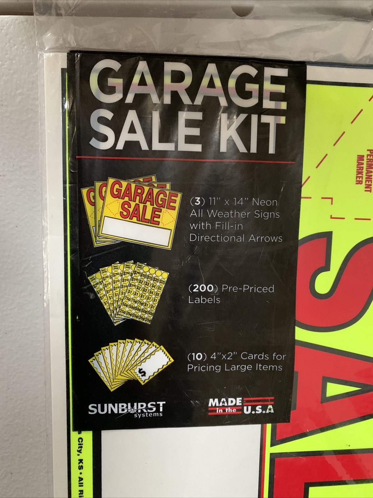 Garage Sale Kit: 3 Plastic Signs, 11 X 14 , 200 Labels Sunburst Systems ...