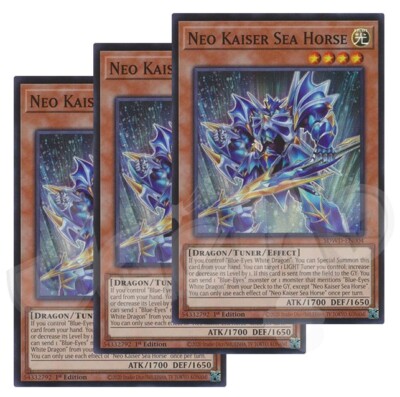 Yugioh - Neo Kaiser Sea Horse x 3 - 1st Edition Super Rare - Plus Free ...