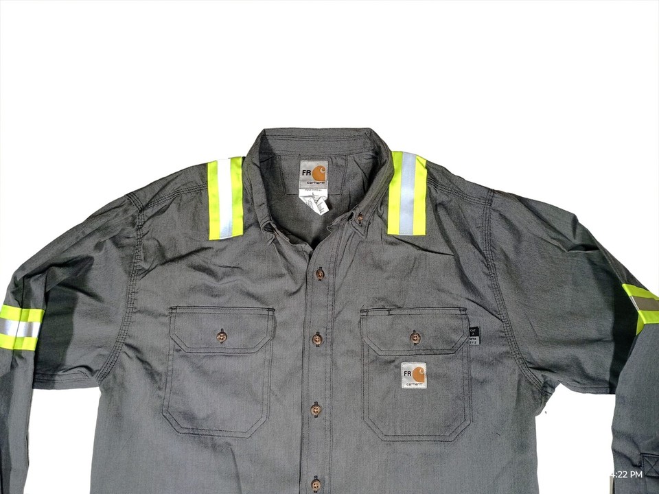 New Carhartt Flame Resistant FR Hi Vis Reflective Work Shirts High ...