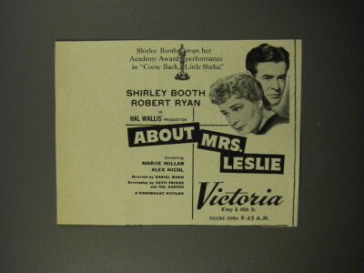 1954 About Mrs. Leslie Movie Ad - Shirley Booth tops her Academy Award ...