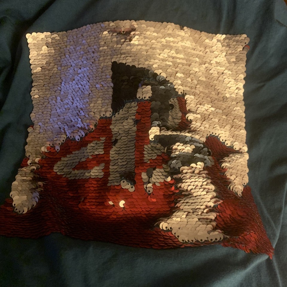 Next, X box blue t shirt with red and silver moveable sequins logo, 13 ...