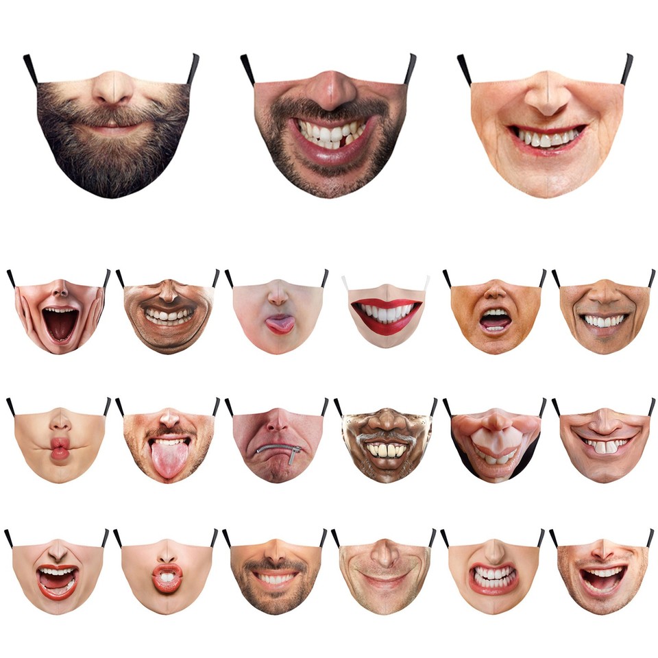 1Pcs Full Face Cover Festival Big Mouth Expression Masks Funny Smile ...
