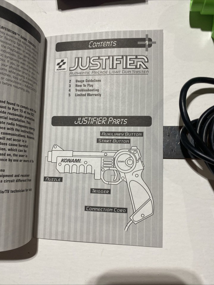 1996 SONY PLAYSTATION 1 PS1 KONAMI JUSTIFIER GREEN LIGHT GUN IN BOX | eBay