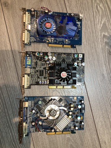 3 AGP Video Cards For Parts ATI Radeon 9800, Radeon HD 3650, GeForce ...