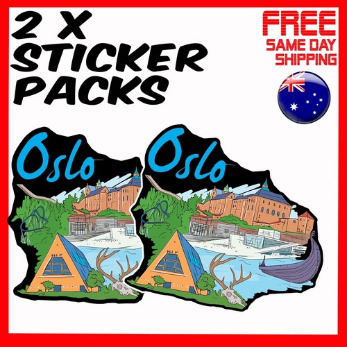 2 x Stickers - Oslo Norway Country Flag Destination Car Bumper Laptop ...