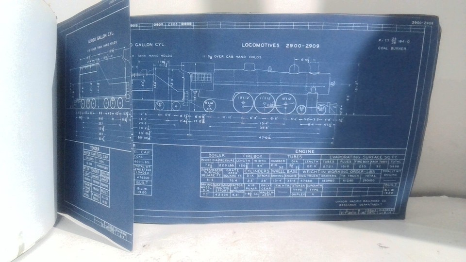 Union Pacific 100-150pgs RR Locomotive And Tender Diagrams BLUEPRINTS ...