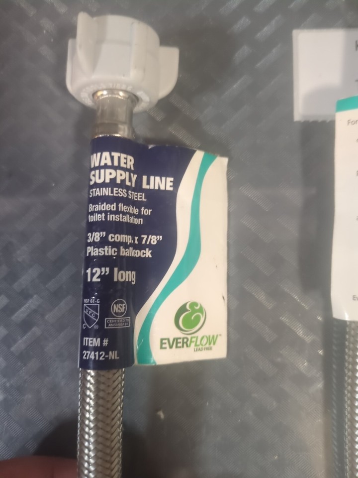 3 Everflow Water Supply Line Stainless Steel 7/8"x3/8" Comp 12 ...