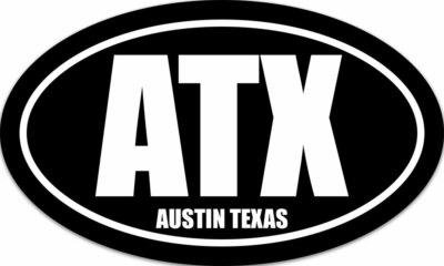 3x5 inch Black Oval ATX Austin Texas Sticker decal bumper tx | eBay