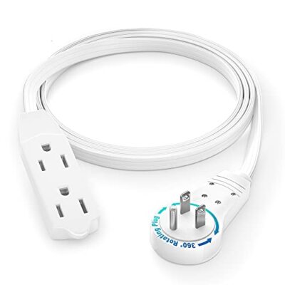 Cable 3 Ft 360° Rotating Flat Plug Extension Cord/Wire 16 AWG Multi 3 ...