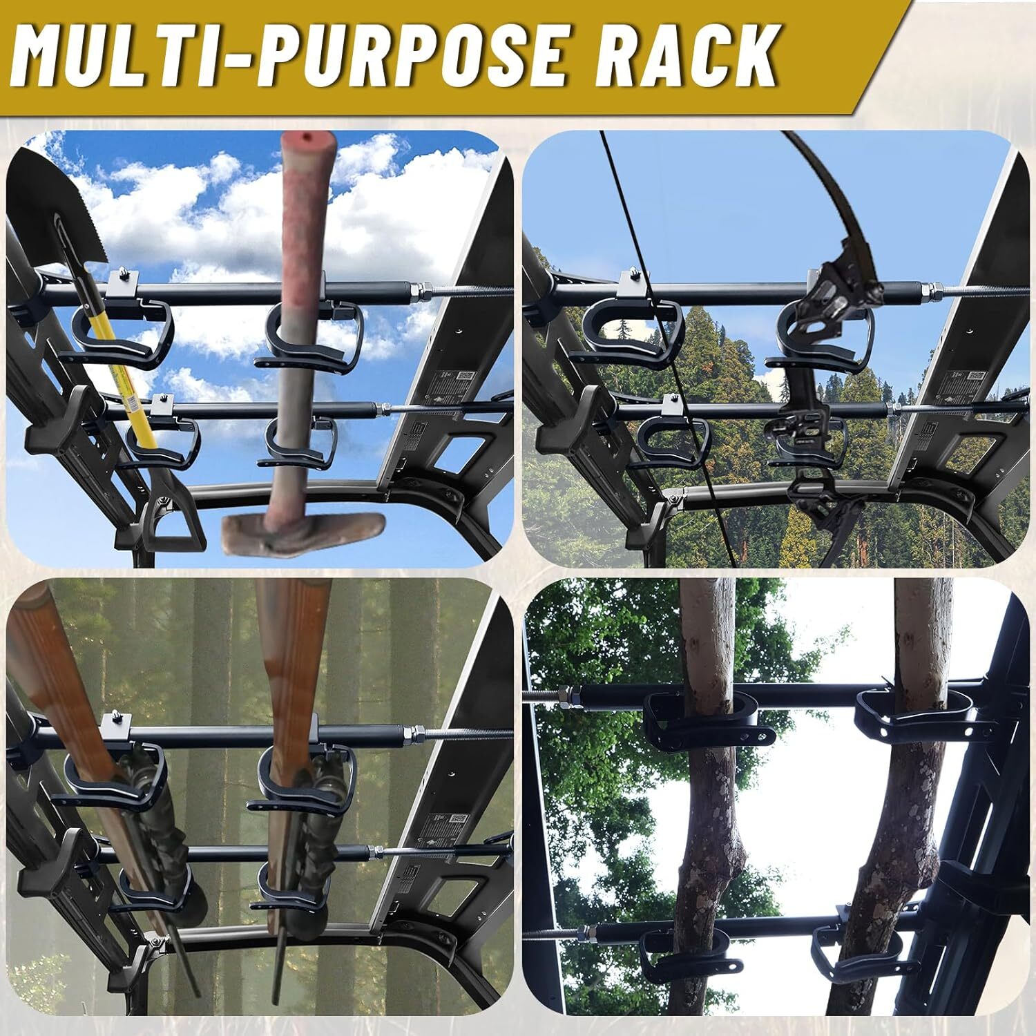 UTV Overhead Roof Gun Holder Bow Rifle Rack For Polaris RZR Can Am ...