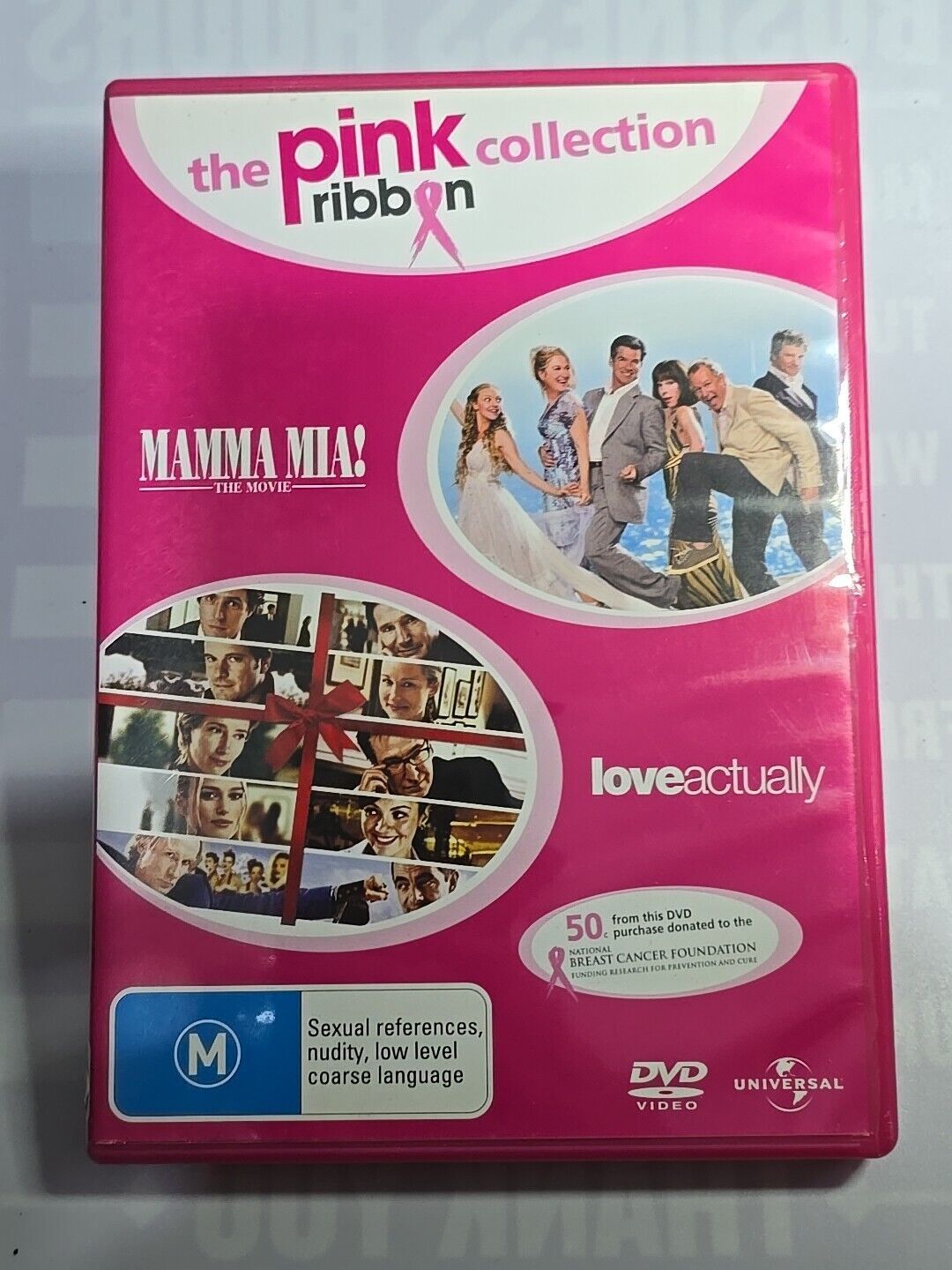 Pink Ribbon Mamma Mia! & Love Actually DVD R4 2 disc set NJ ...