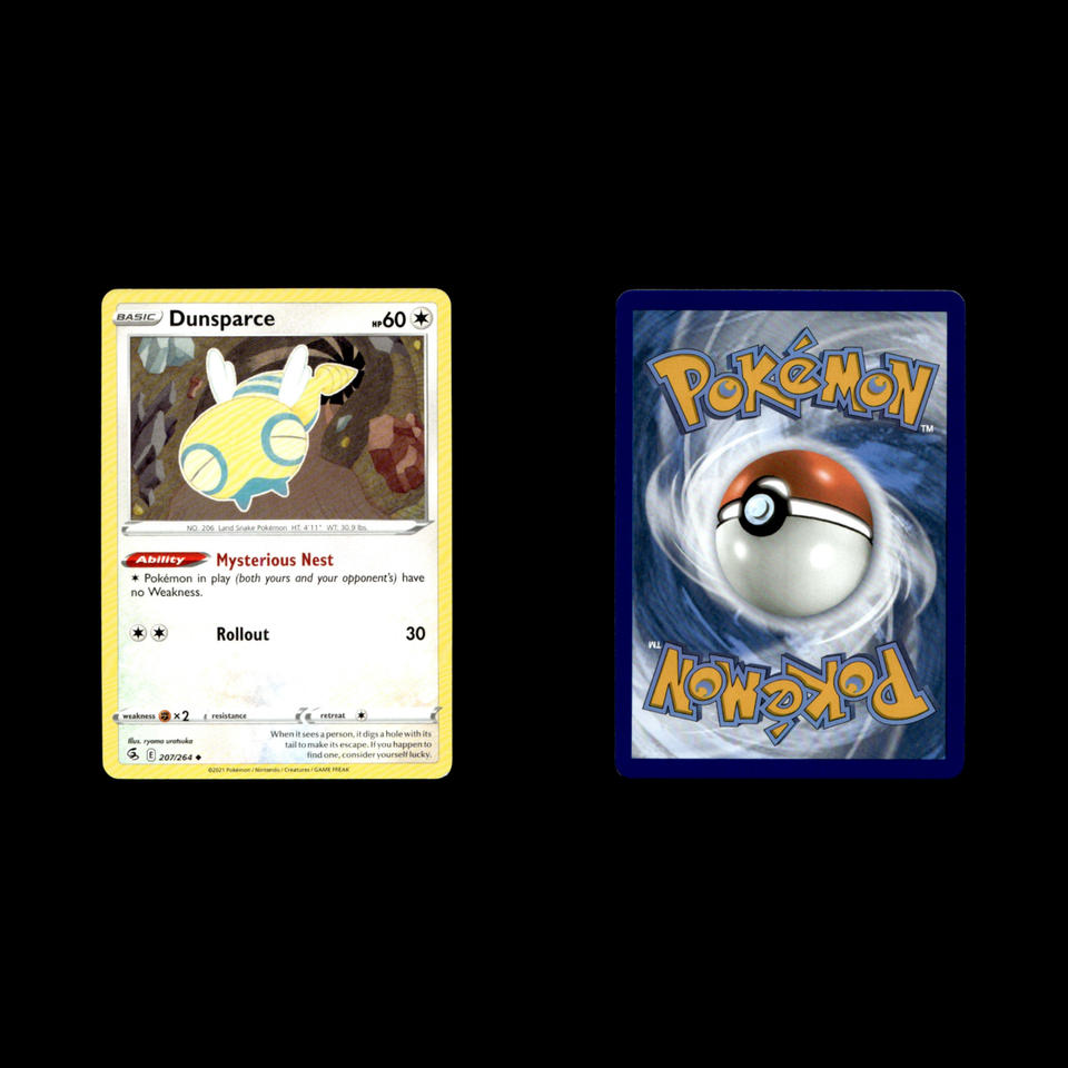 MP 4x Dunsparce 207 Sword Shield Fusion Strike 2021 Pokemon- Buy 10 Get ...