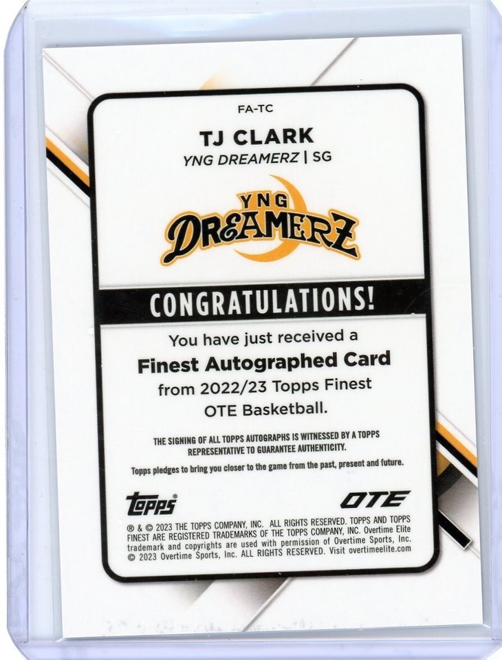 TJ CLARK 2023 TOPPS FINEST OTE OVERTIME SILVER REFRACTOR AUTOGRAPH | eBay