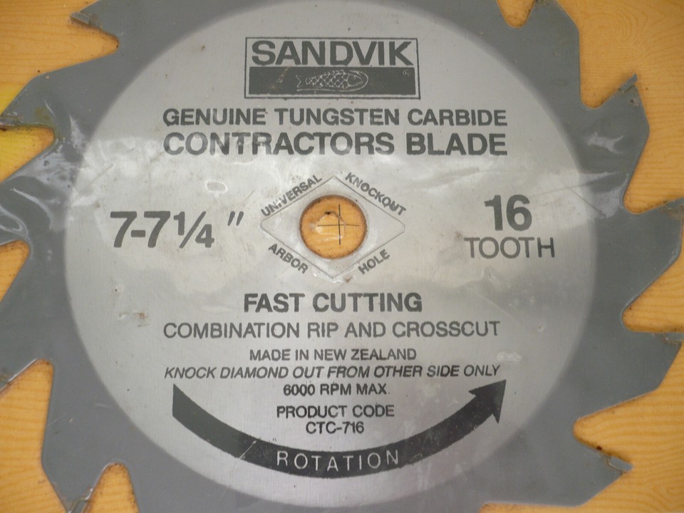Sandvik Genuine Tungsten Carbide Contractors Blade 7-7 1/4" Sealed ...