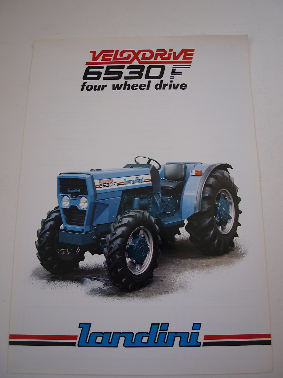 Landini 6530 F Veloxdrive 4WD Tractor Color Brochure Spec Sheet MINT ...
