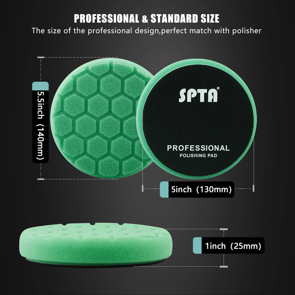 5PCS SPTA 3/5/6/7 Inch Hex-logic Flat Sponge Buffing Pads Kit for Foam ...