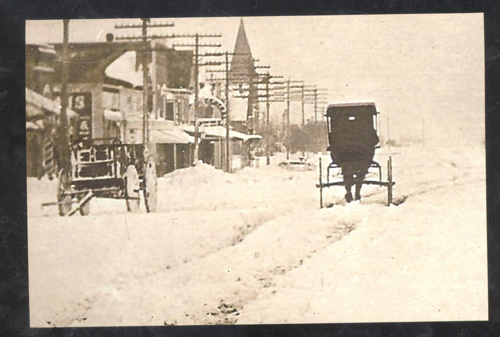REAL PHOTO LEWIS KANSAS DOWNTOWN STREET SCENE HORSE & BUGGY POSTCARD ...