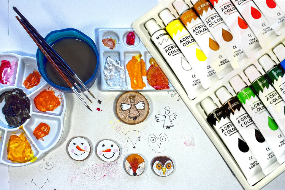 18 Color Acrylic Rainbow Pigments Artist Paint Set, 18 Tubes 12ml Each ...