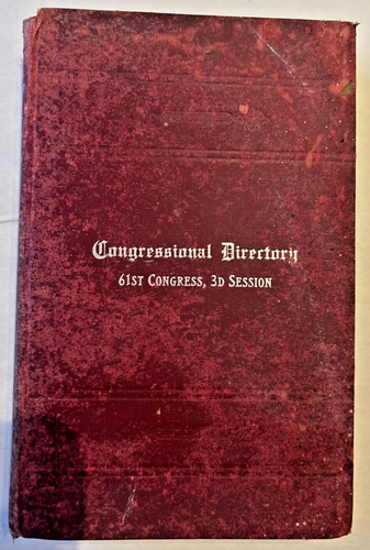Congressional Directory 3rd Session 61st Congress 1910-1911 Red ...