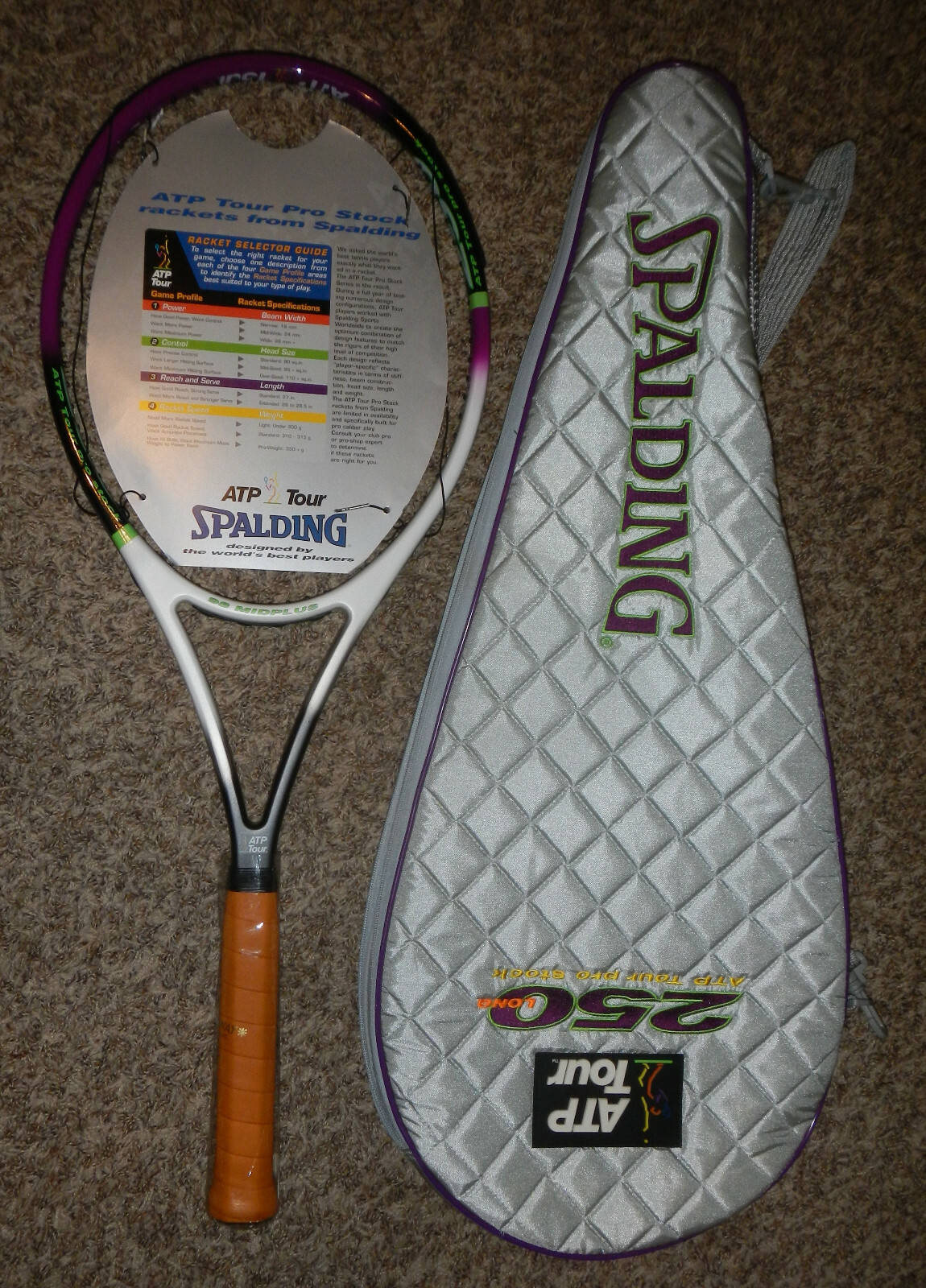 NOS Spalding ATP Tour Pro Stock 250 Long MidPlus Tennis Racquet Racket ...