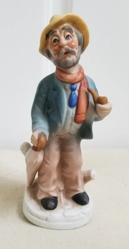 Vintage Japanese Porcelain Bisque Old Man &Pipe Figurine | eBay