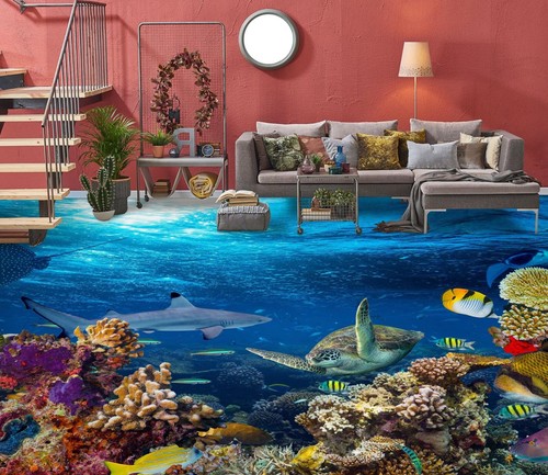 3D Ocean Fish O2834 Floor WallPaper Murals Wall Print 5D AJ WALLPAPER ...