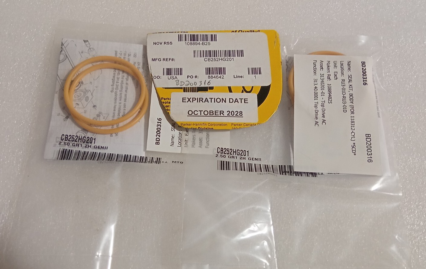 LOT OF 2 PCS PARKER CB252HG201 2.50 GR1 2H GENII SEAL KIT NEW | eBay