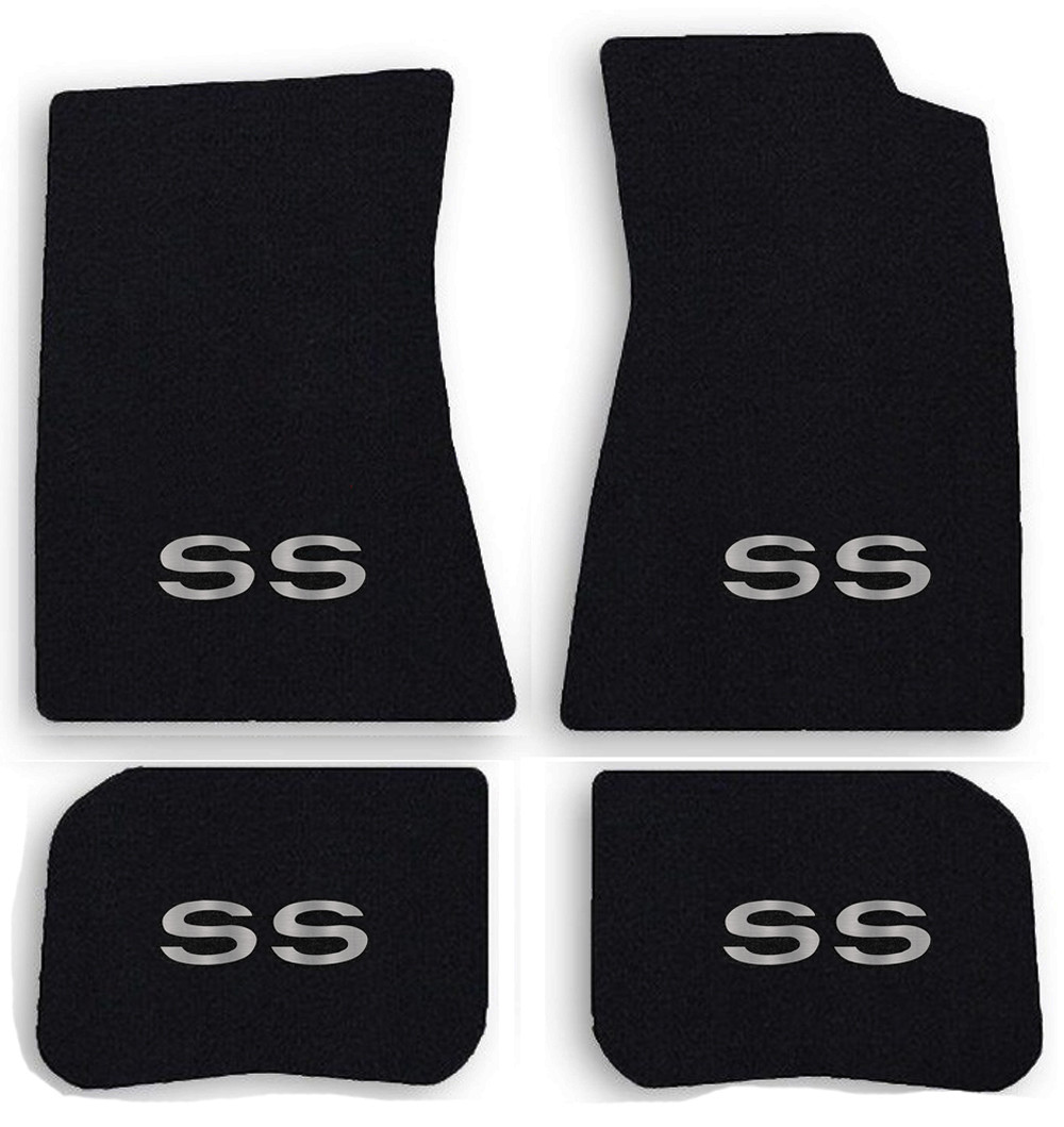 New! 1968 - 1972 Chevelle Black Floor Mats Set of 4 w/ Embroidered SS ...