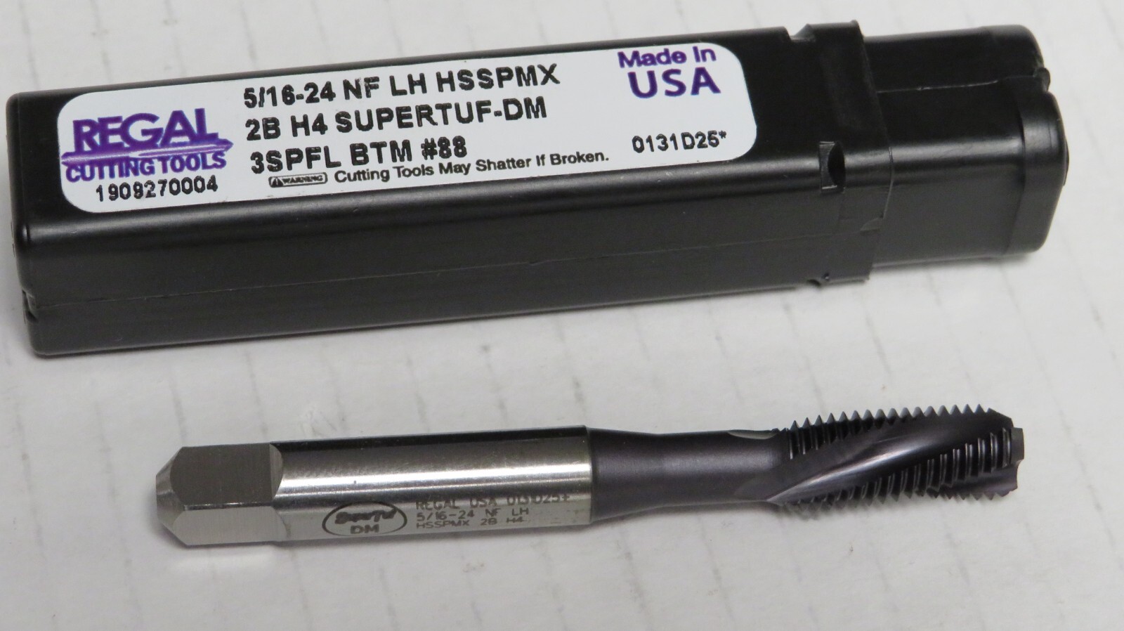 REGAL CUTTING TOOLS 5/16-24 NF LH SUPERTUF-DM 3SPFL BOTTOMING TAP ...