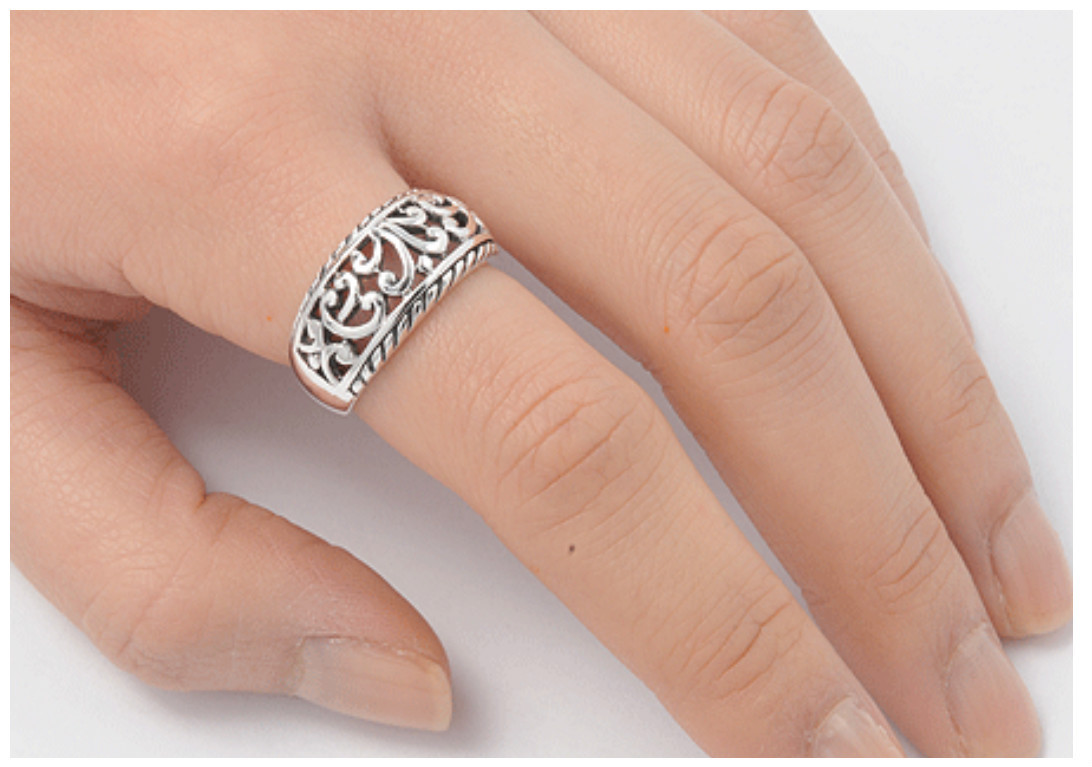 Sterling Silver 925 PRETTY FLORAL VINES DESIGN SILVER RING 10MM SIZES 5 ...