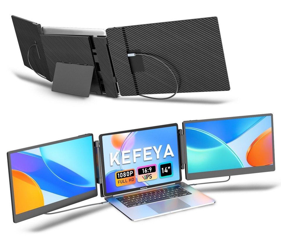 14" Laptop Screen Extender 1080P Triple Portable Monitor for Laptop ...