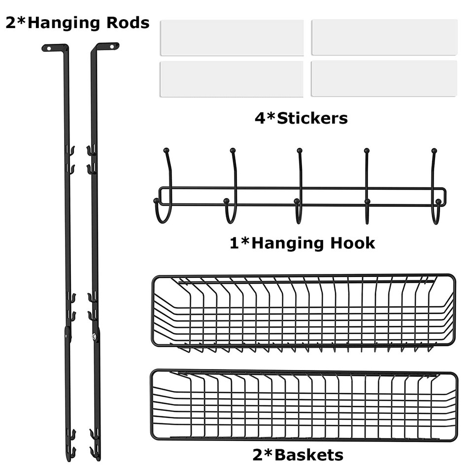 2-Tier Over The Door Organizer Hanger Hook Door Storage Rack Shelf ...