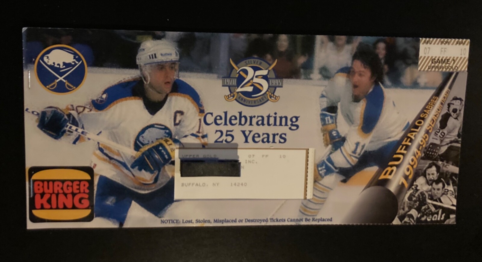 Buffalo Sabres 1994-95 Season Ticket Booklet - 25th Anniversary | eBay