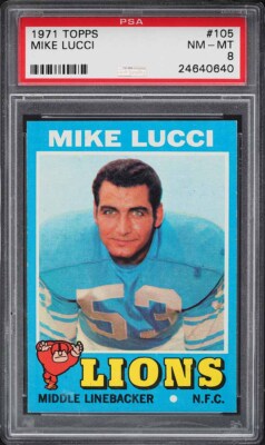1971 Topps FB Card #105 Mike Lucci Detroit Lions PSA 8 NM-MT | eBay