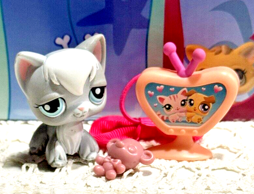 LITTLEST PET SHOP LPS AUTHENTIC GREY & WHITE ANGORA CAT #345 ...