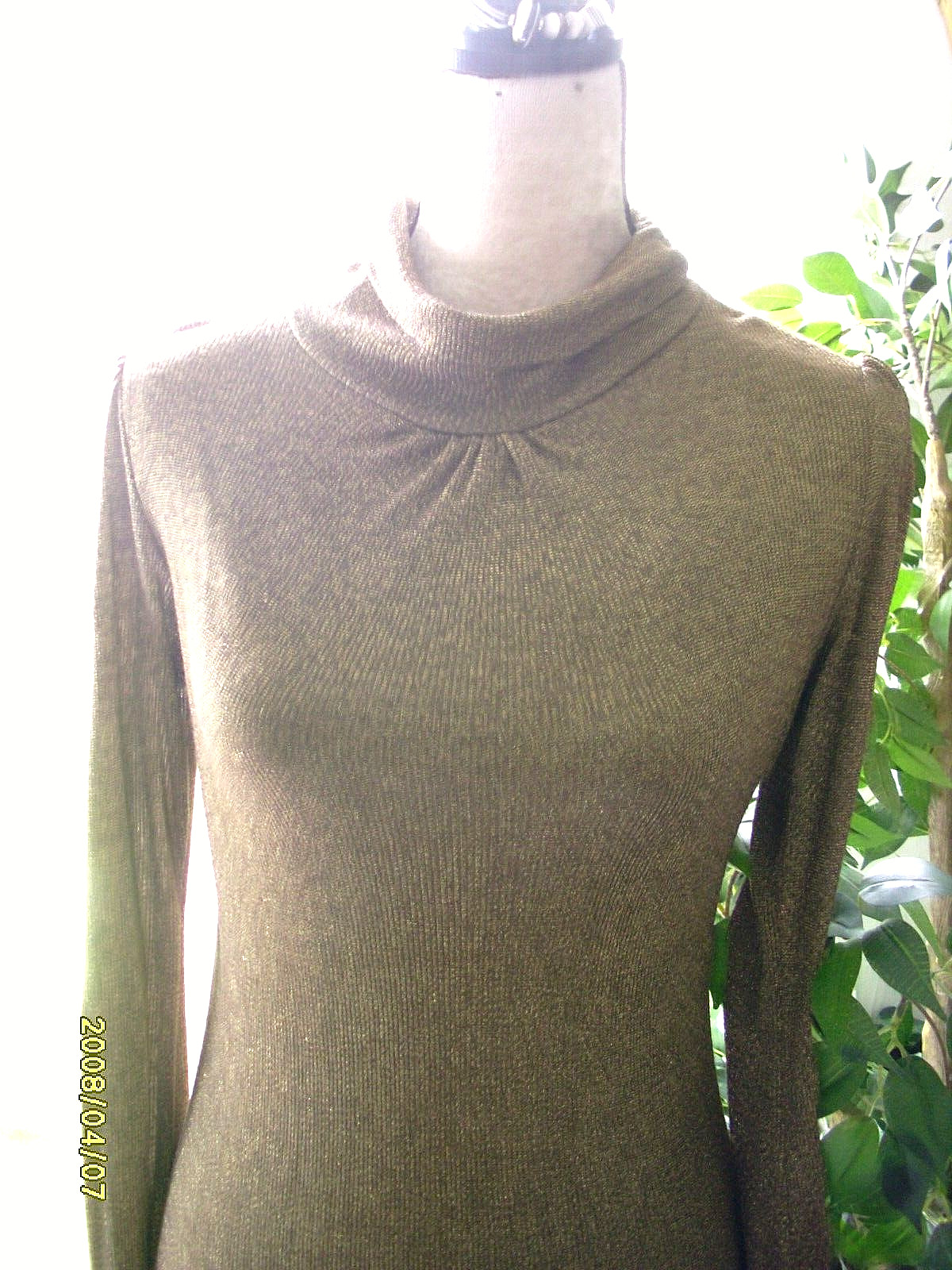 Bronze lurex long sleeve 60s puff sleeve dress size … - Gem