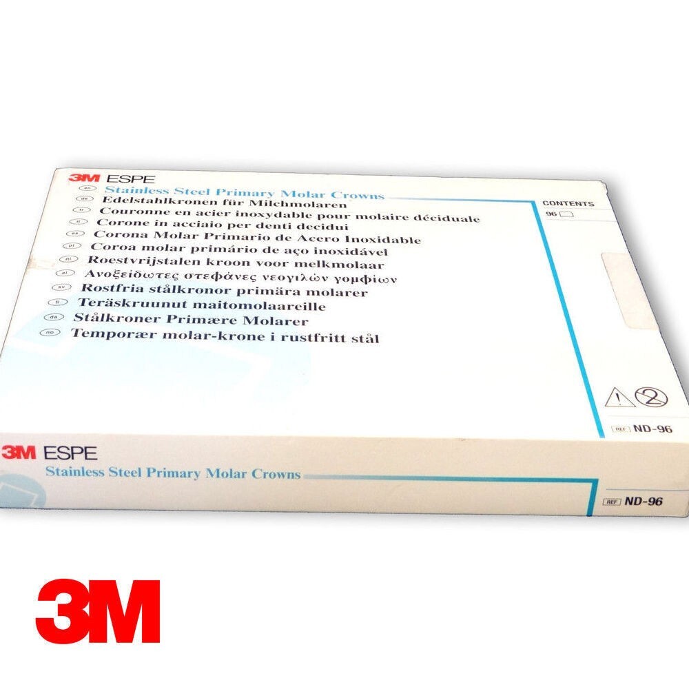 3M ESPE ND96 Ion Nichro Stainless Steel Primary Molar Crowns Complete ...