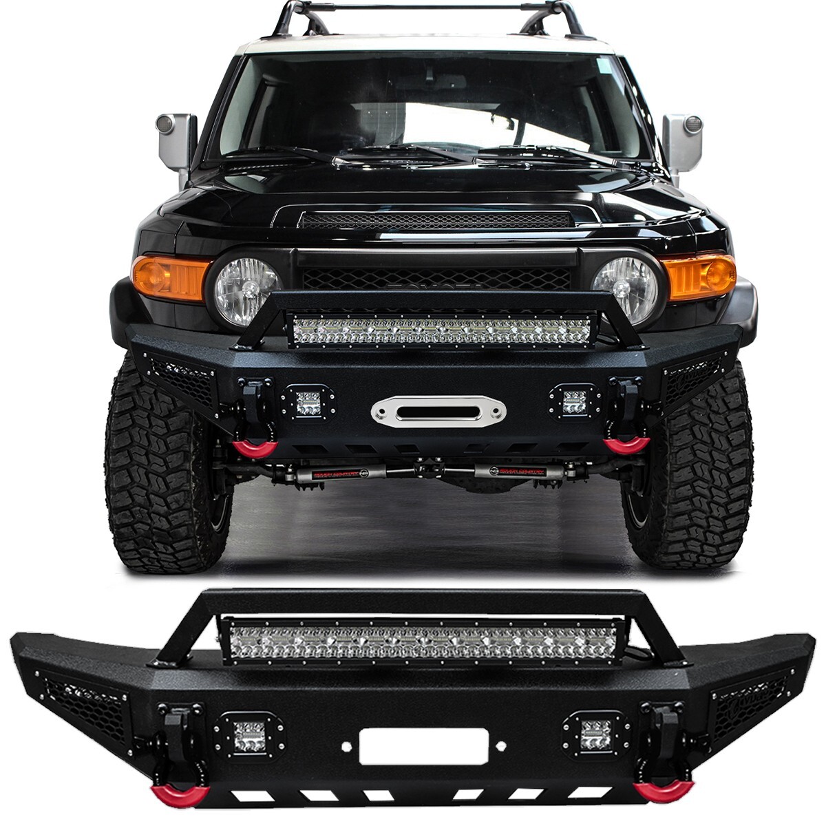 Vijay Fit 2007-2014 1st Gen FJ Cruiser Steel Front Bumper with LED ...