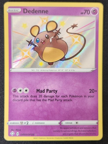 Dedenne SV051/SV122 Shining Fates Shiny Vault Holo Rare Pokémon TCG ...