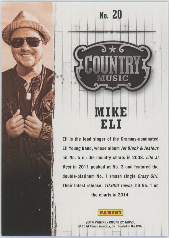 2014 Panini Country Music Eli Young Band Mike Eli #20 | eBay