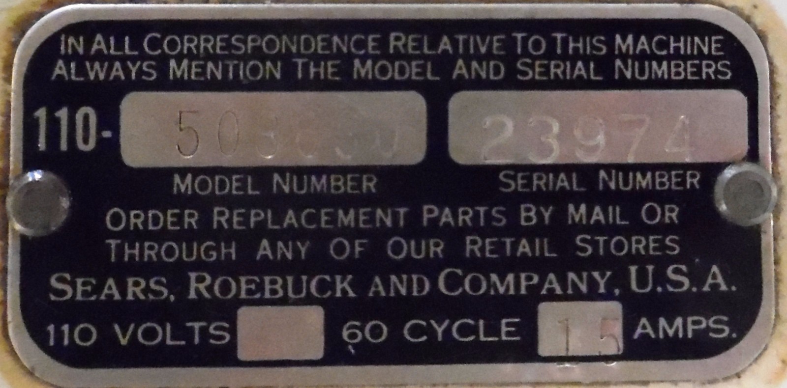 VINTAGE KENMORE PRESS IRONER MODEL 100-503630, 110 VOLTS, 15 AMPS, 60 ...