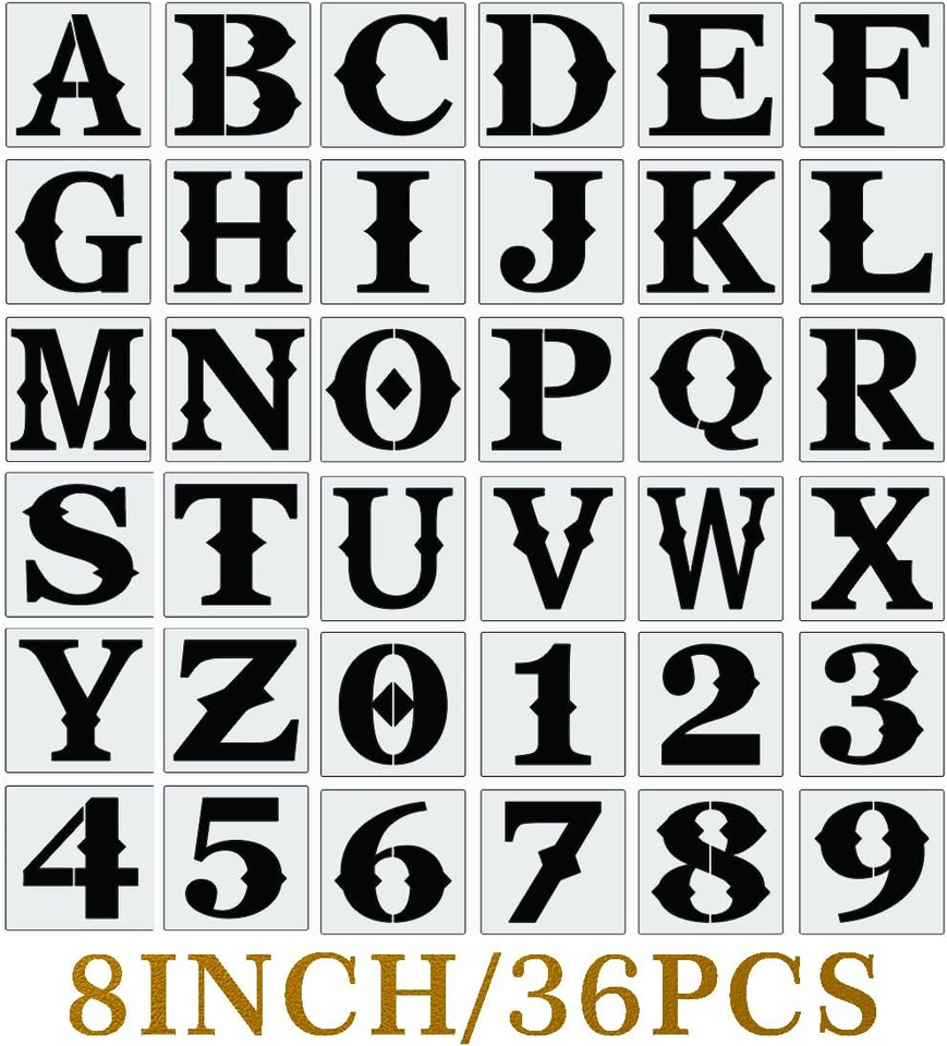 8 Inch Letter Stencils for Painting on Wood, 36Pcs Large Stencil ...