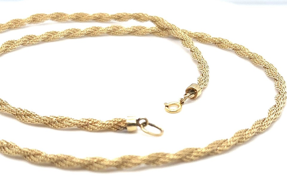 FINE VINTAGE MESH BRAIDED ROPE CHAIN SOLID 14K YELLOW GOLD 18” LONG | eBay