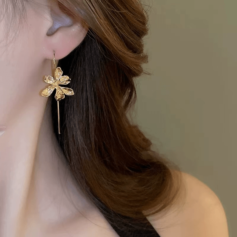 Women's Iris Flower Pendant Earrings Golden Fashion Jewelry Alloy Eardrop | eBay