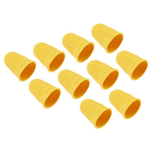 20pc Rubber Finger Tips Thumb Fingertip Protector Thimble Grip Yellow ...