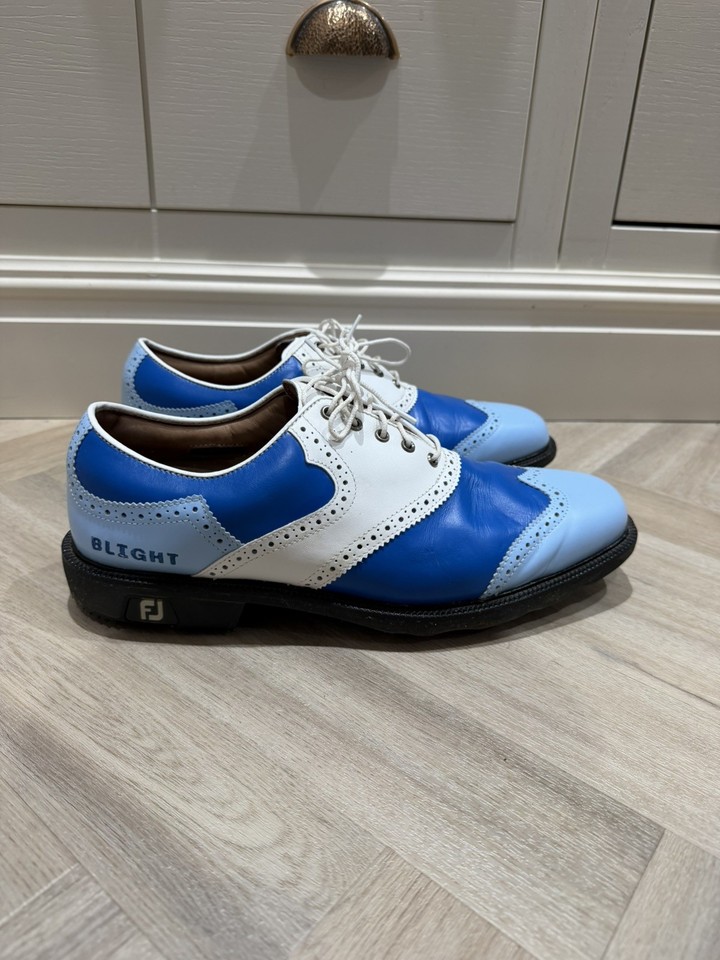 FootJoy Icon White / Blue Leather Golf Shoes UK 9.5 M - Rare . | eBay UK