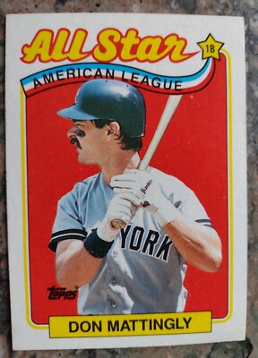 Don Mattingly, #397, 1989 Topps , All Start American League, first base ...