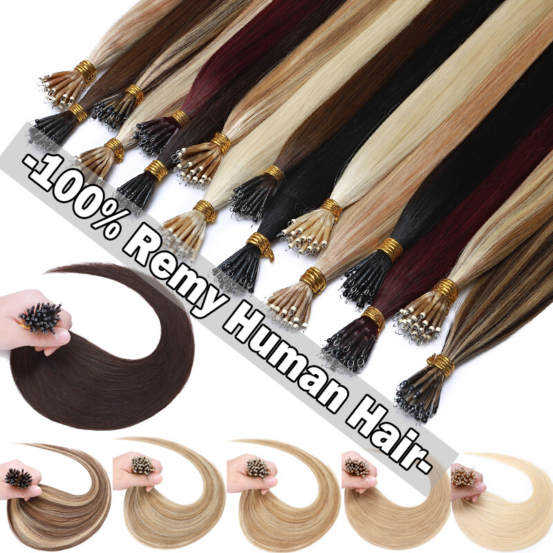 Nano Rings Nano Beads Hair Extensions Human Hair Rings Ring Loop 100% ...