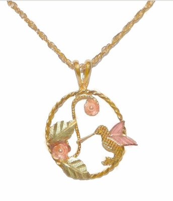 Black Hills Gold 10k Hummingbird Braided Frame Pendant Necklace | eBay