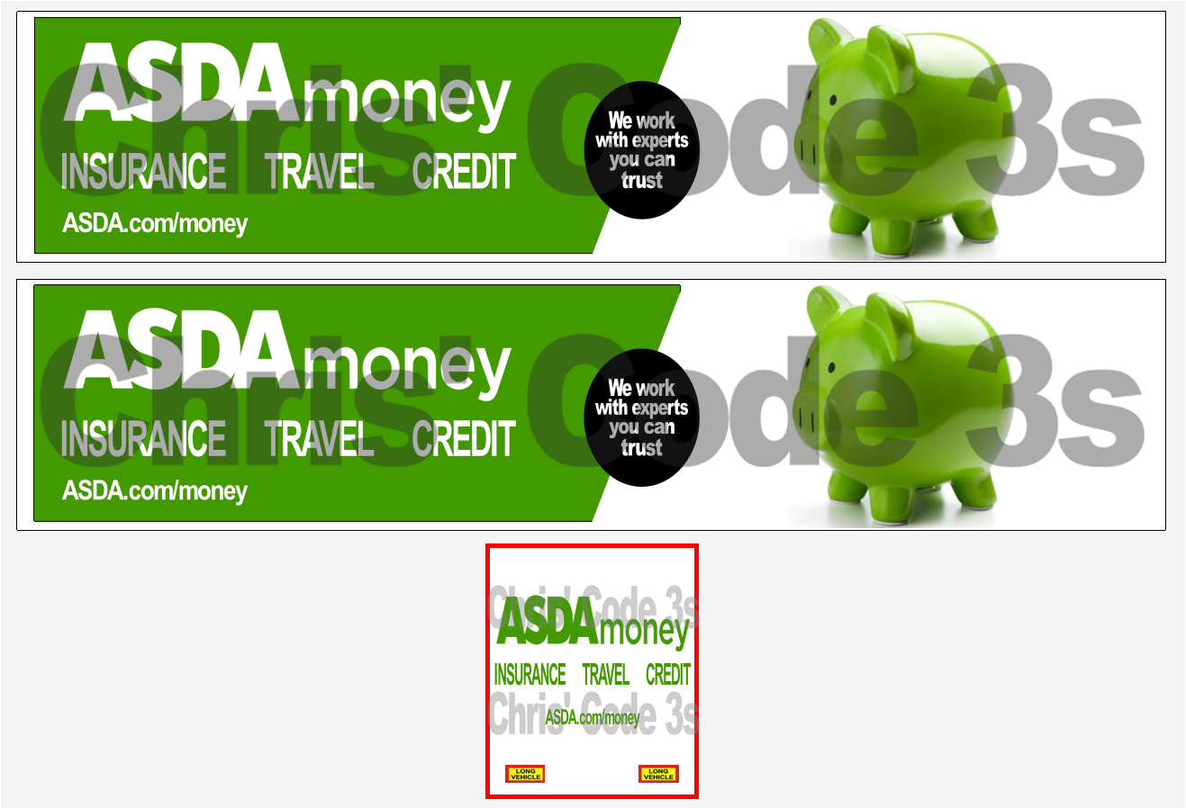 Code 3 Adhesive Vinyl Trailer Decal - ASDA Money - 1/50 1/76 1/148 1/64 ...